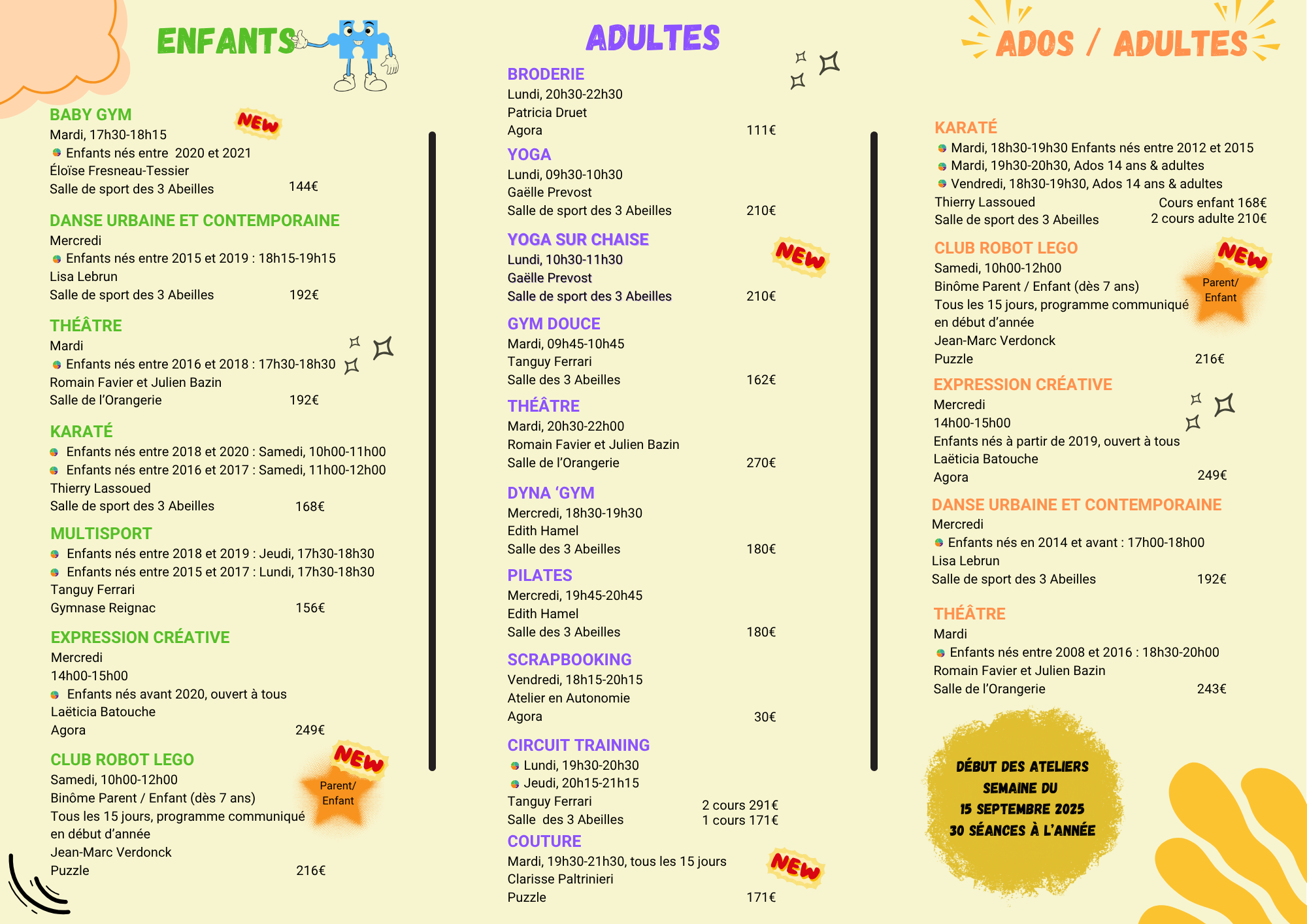 Saison 2025-2026 — Les Ateliers de l'Association Puzzle - Association Puzzle